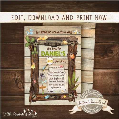 Enchanted Forest Editable Birthday Party Invitation Printable - Etsy