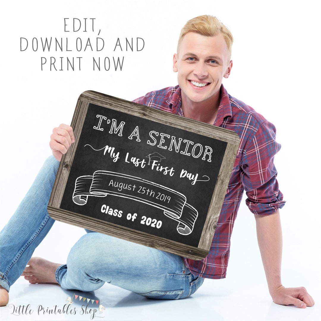 Last First Day of High School Sign, Editable and Printable by You With ...