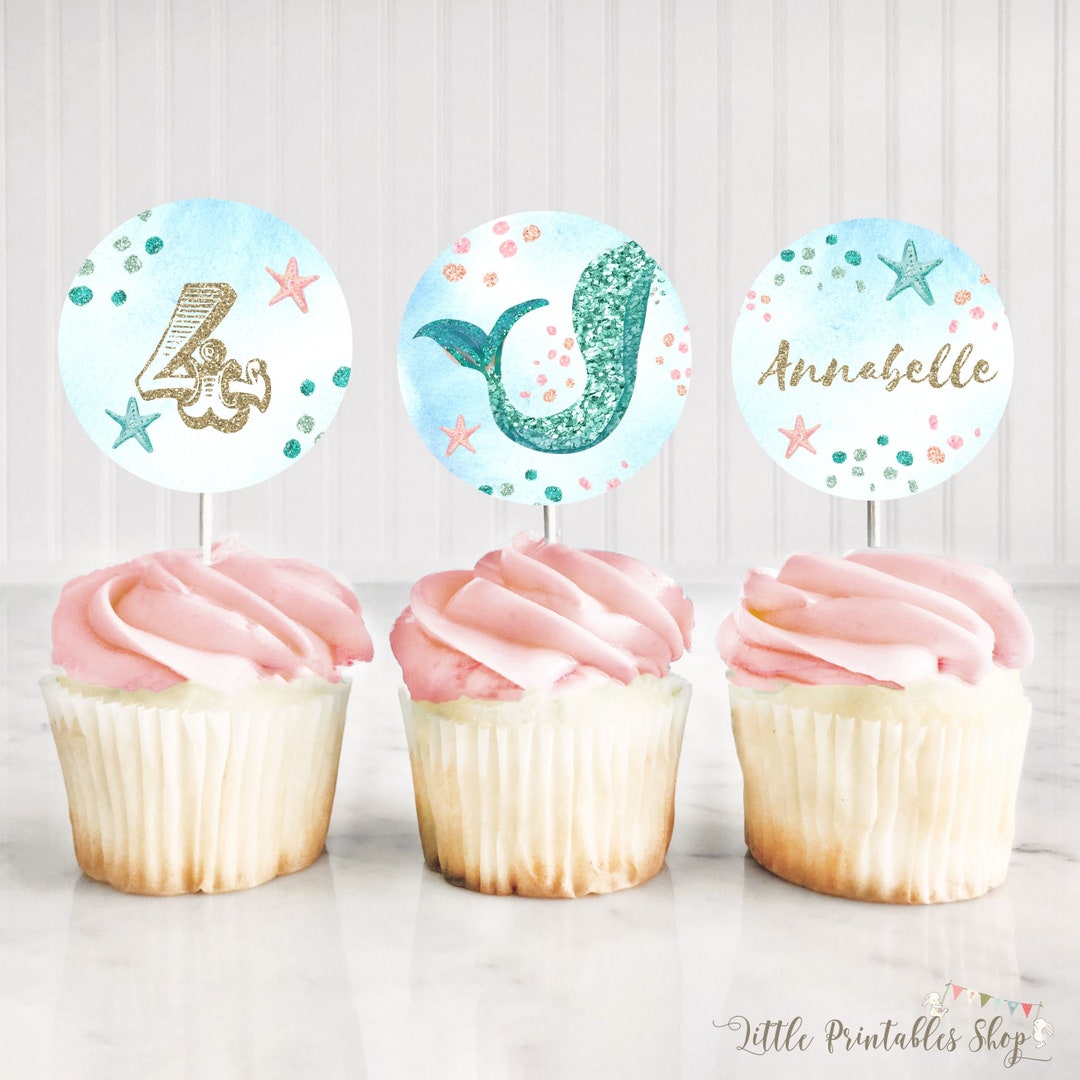 Mermaid Cupcake Toppers, Instant Download, Digital Printable, DIY ...