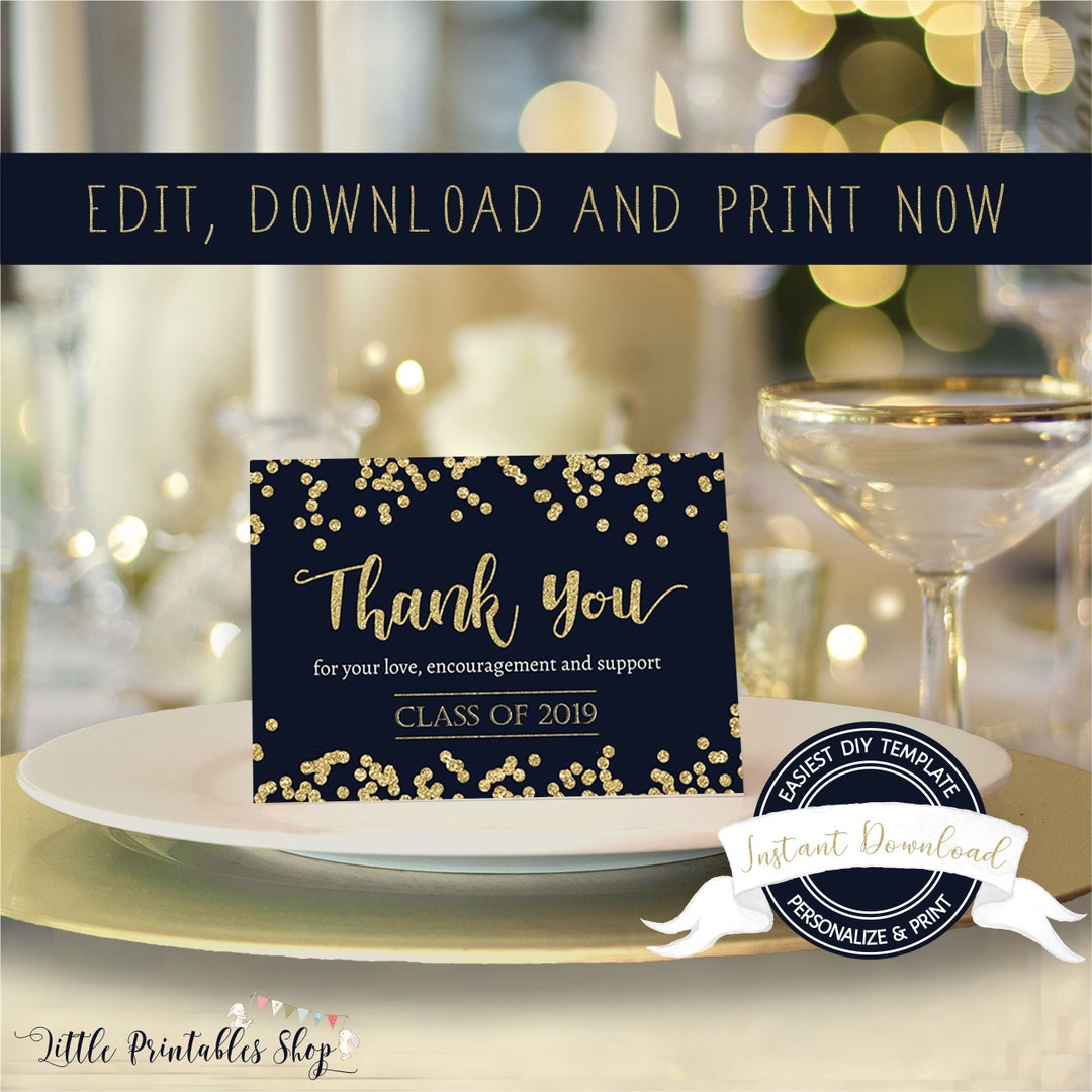 Graduation Thank You Cards, INSTANT DOWNLOAD, Editable With Corjl ...