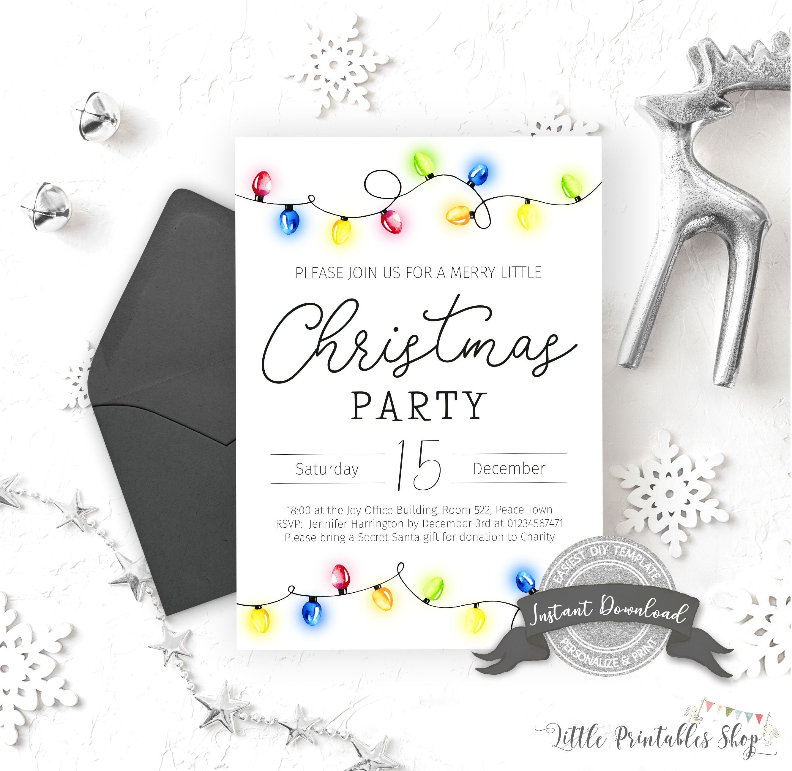 Printable Christmas Party Invitation, Editable by You, Instant Download ...