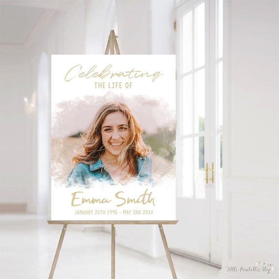 Memorial Sign, Celebration of Life Poster, Editable Funeral Welcome ...