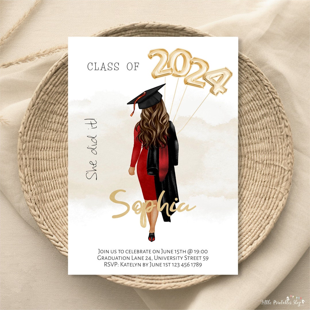 Personalized Graduation Invitation, Class of 2024 Party Invite, Digital ...