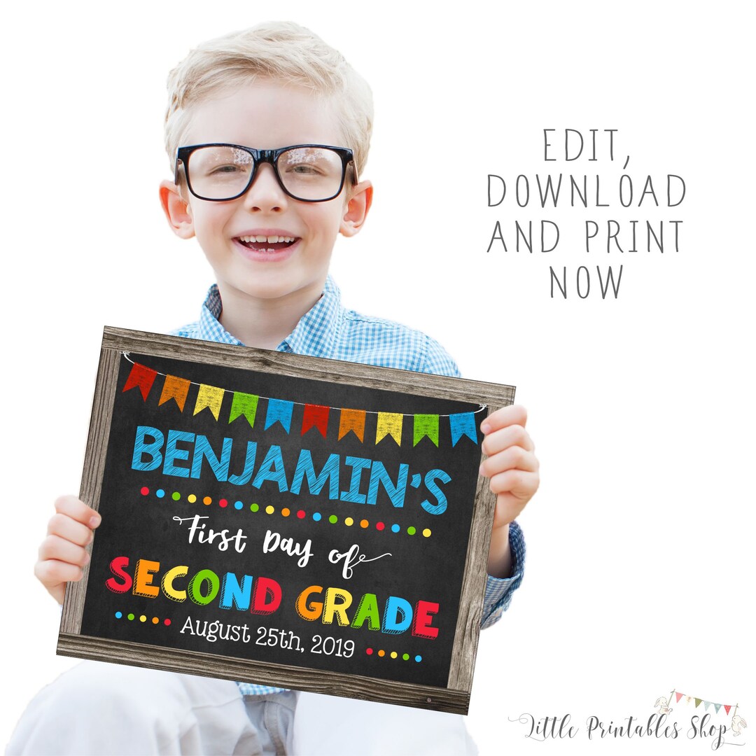Editable First Day of School Sign: Any Grade Printable (digital ...