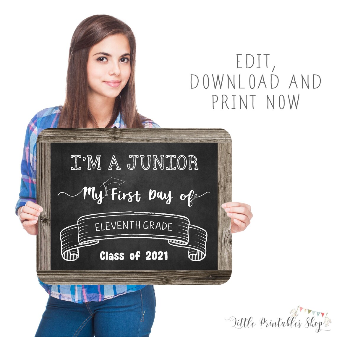 First Day of Eleventh Grade Sign Editable and Printable by - Etsy
