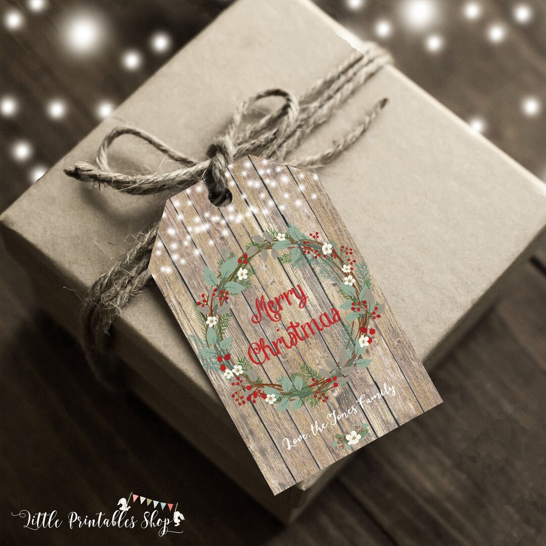 Rustic Christmas Gift Tags, Instant Access, Editable and Printable by ...