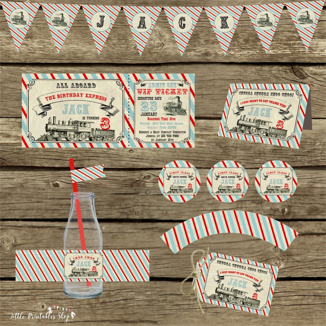 Editable Train Birthday Set for a Boy, Instant Download, Printable ...