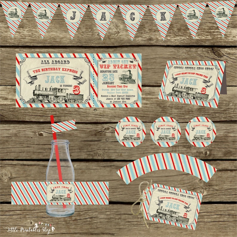 Editable Train Birthday Set for a Boy Instant Download - Etsy