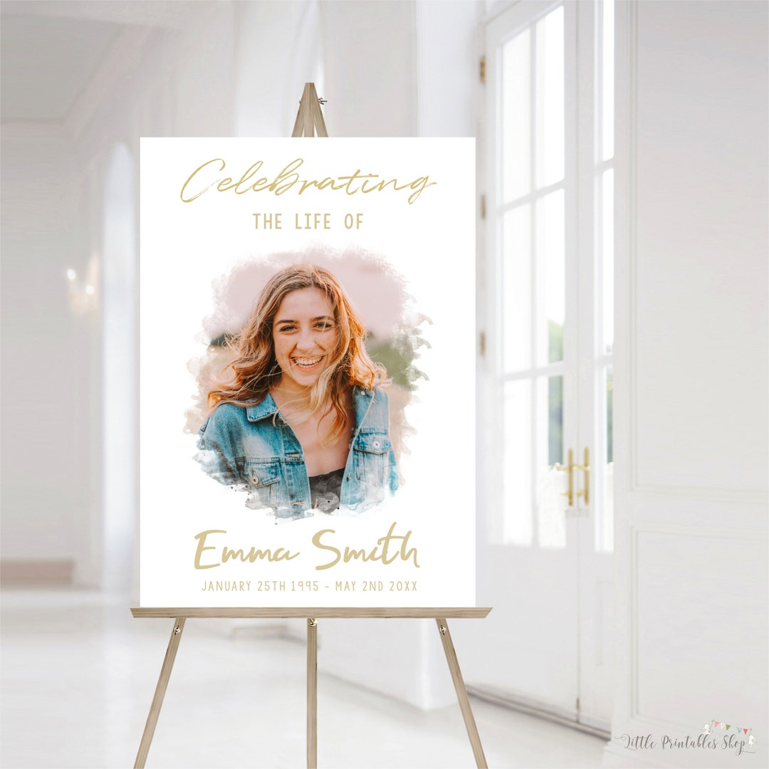 Memorial Sign, Celebration of Life Poster, Editable Funeral Welcome ...