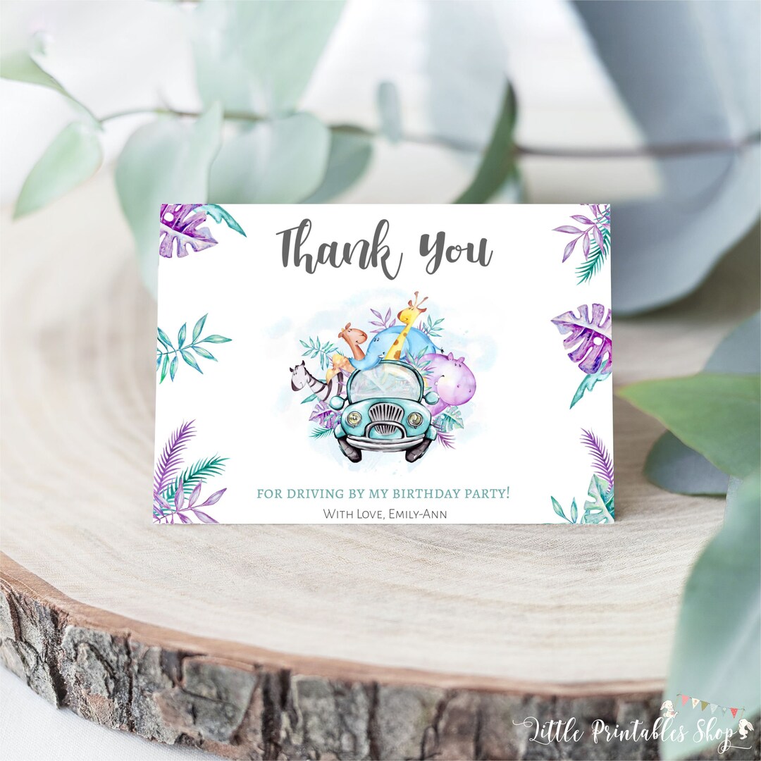 Printable Drive by Thank You Cards, Instant Download, Drive by Birthday ...