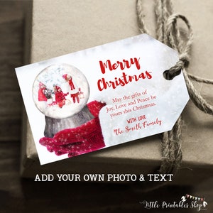Snow Globe Christmas Gift Tag, Instant Access, Editable and Printable ...