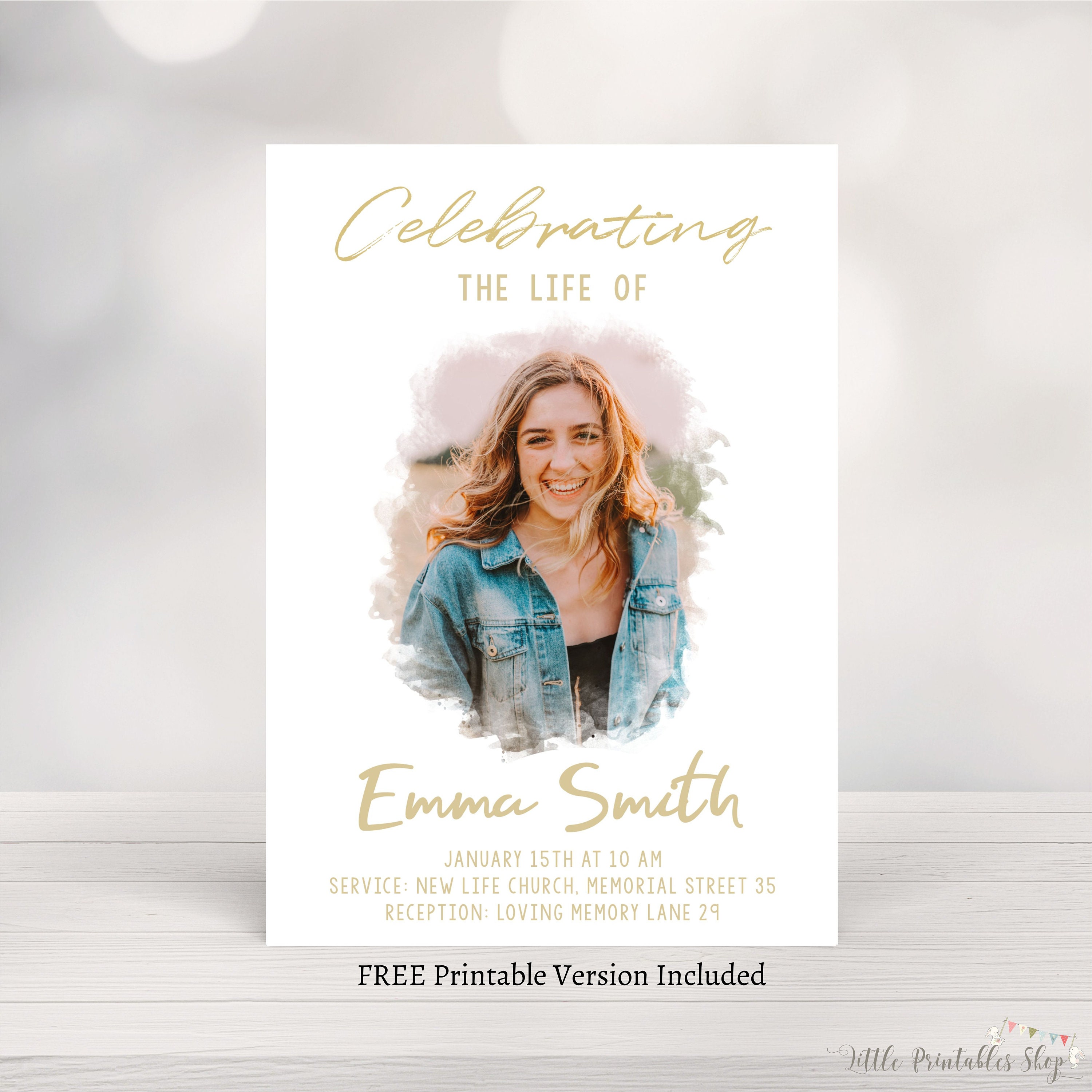 Digital Memorial Photo Invitation, Editable Phone Funeral Invite ...