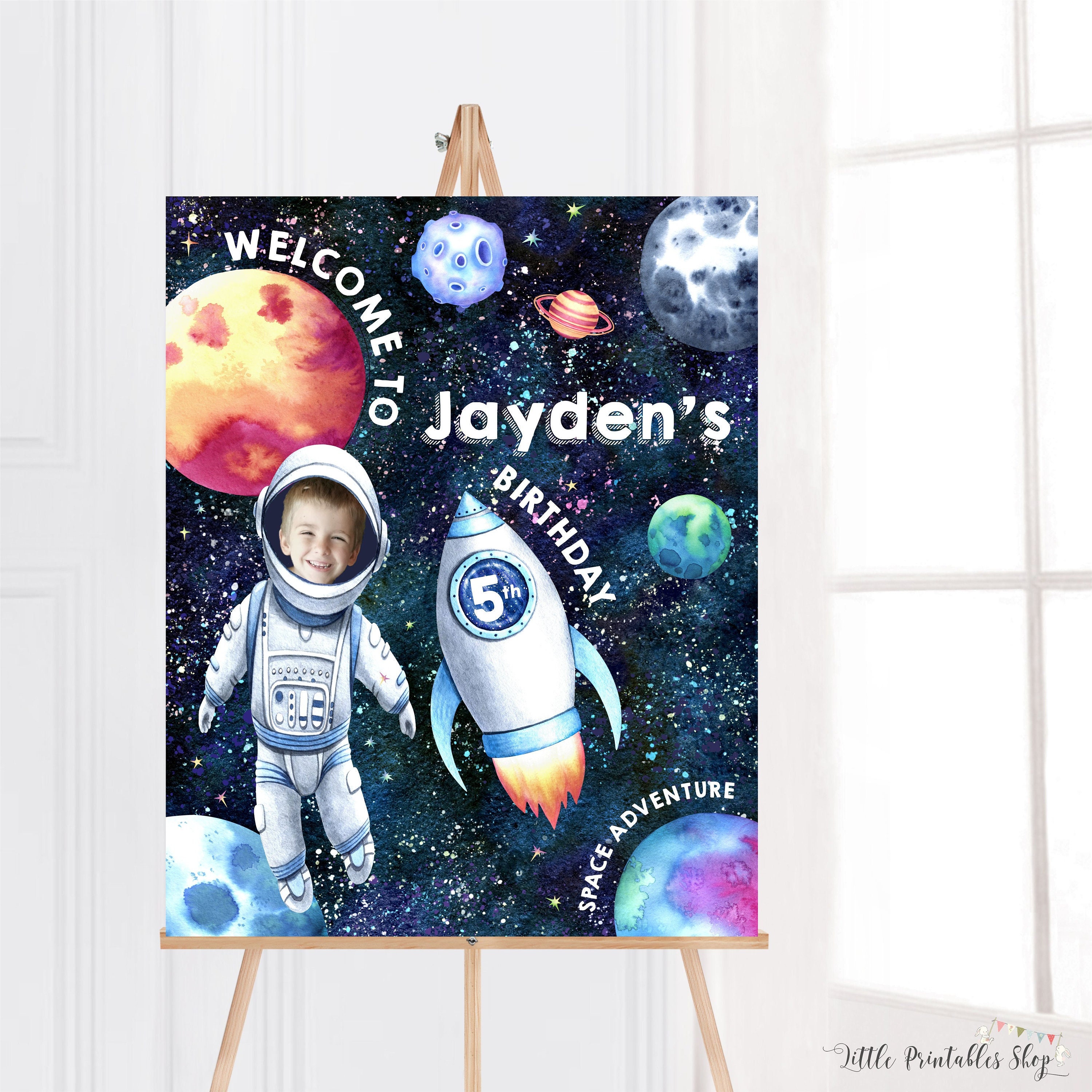 Space Birthday Welcome Sign, Editable and Printable by You With Corjl ...
