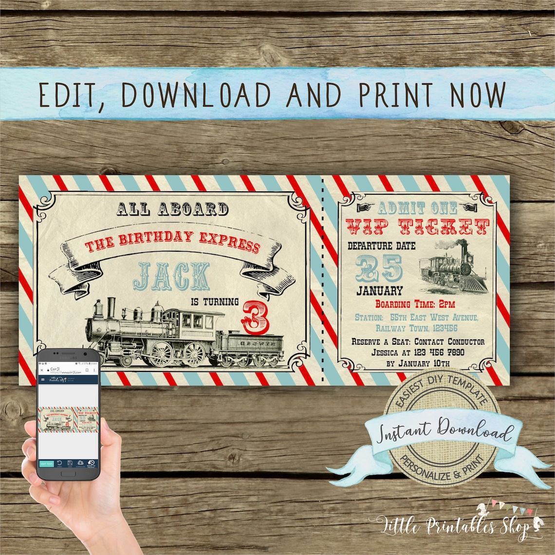 Editable Train Birthday Set for a Boy Instant Download - Etsy