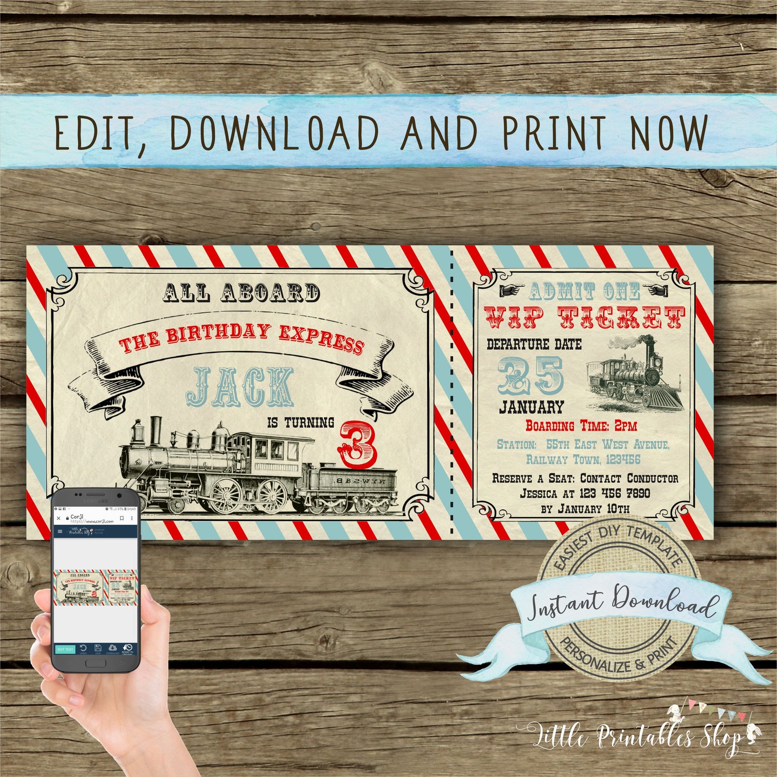 Editable Train Birthday Set for a Boy Instant Download - Etsy