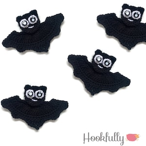 Crochet Pattern PDF | Cute Halloween Bat Applique | Flat Bat Motif ...