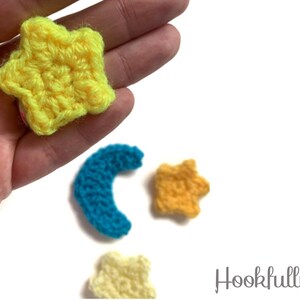 PDF Crochet Pattern | Moon and Stars Appliques | Easy Beginner Crochet ...