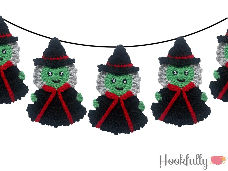 Crochet Pattern PDF | Halloween Witch Applique | Crochet Garlands ...