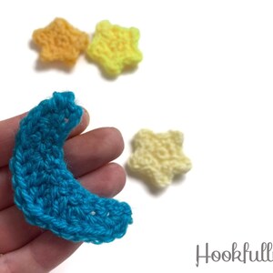 PDF Crochet Pattern | Moon and Stars Appliques | Easy Beginner Crochet ...