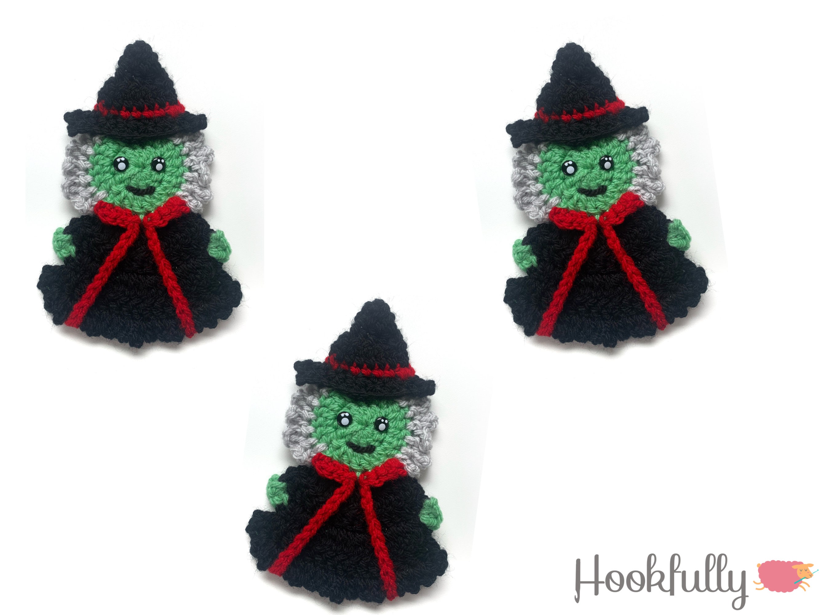 Crochet Pattern PDF | Halloween Witch Applique | Crochet Garlands ...