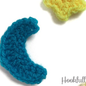 PDF Crochet Pattern | Moon and Stars Appliques | Easy Beginner Crochet ...