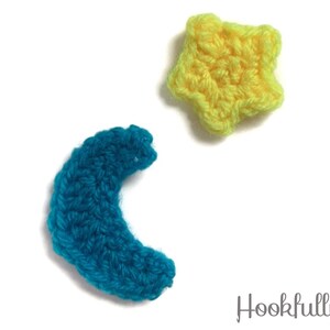 PDF Crochet Pattern | Moon and Stars Appliques | Easy Beginner Crochet ...