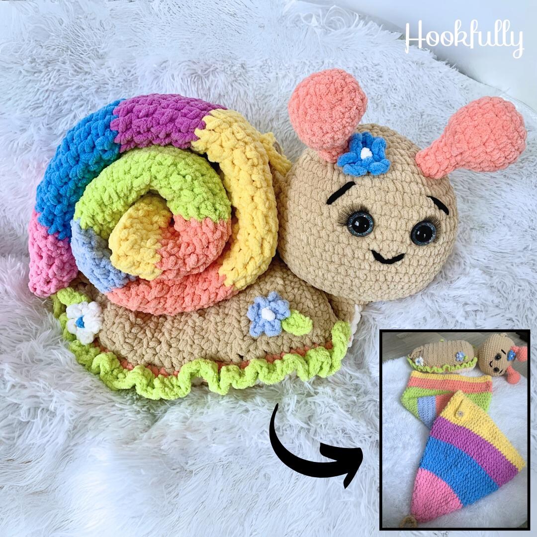 PDF Crochet Pattern | Snail Kids Sleeping Bag and Pillow | Amigurumi ...