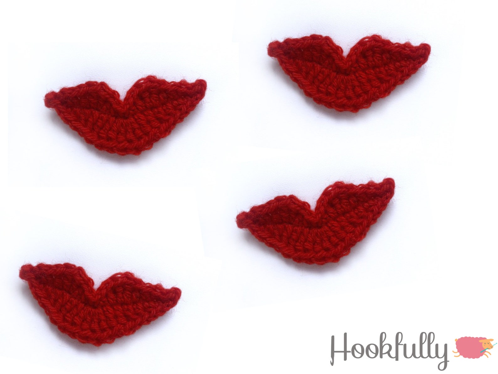 PDF Crochet Pattern | Lips Appliqué | Flat Mouth Motif | Valentines ...