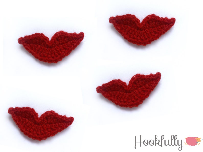 PDF Crochet Pattern | Lips Appliqué | Flat Mouth Motif | Valentines ...