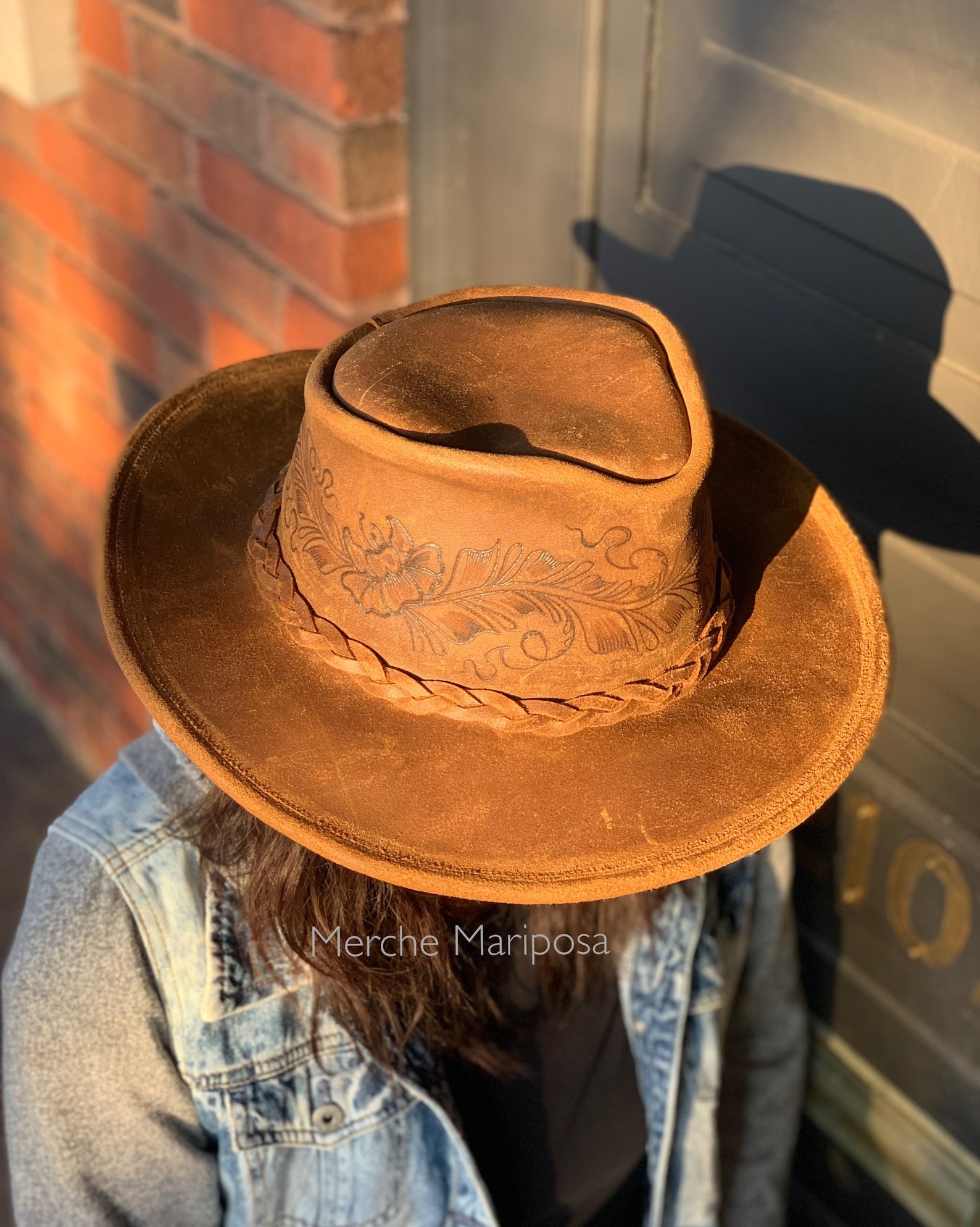 Floral Leather Hat, by Merche Mariposa - Etsy