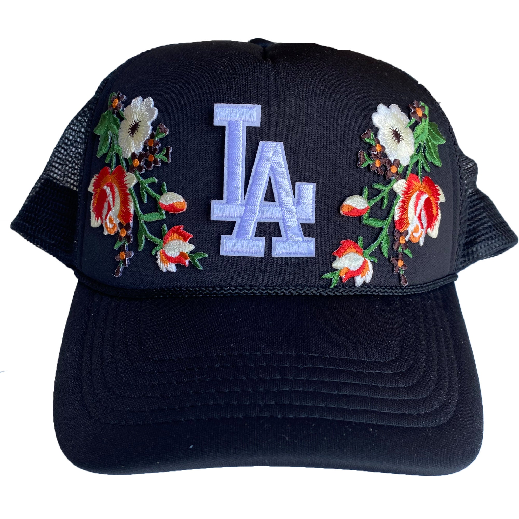 LA Trucker Hat With White & Red Roses - Etsy
