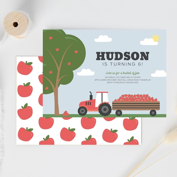 Apple Birthday Invitations - Etsy