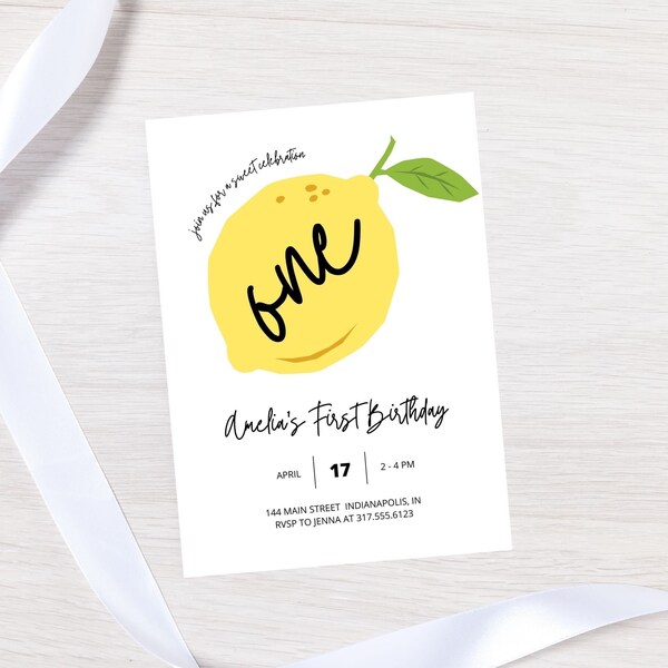 Lemon Birthday Party Invitations - Etsy