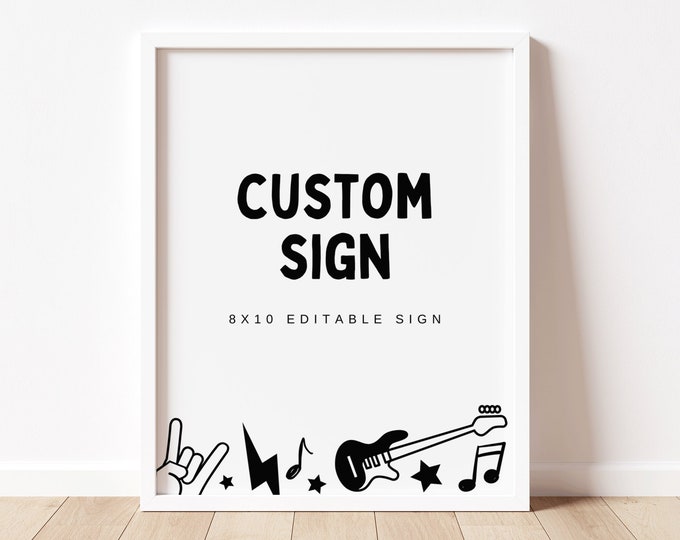Rock and Roll Editable Sign, Rock N Roll Party Decor, Rocker Birthday ...