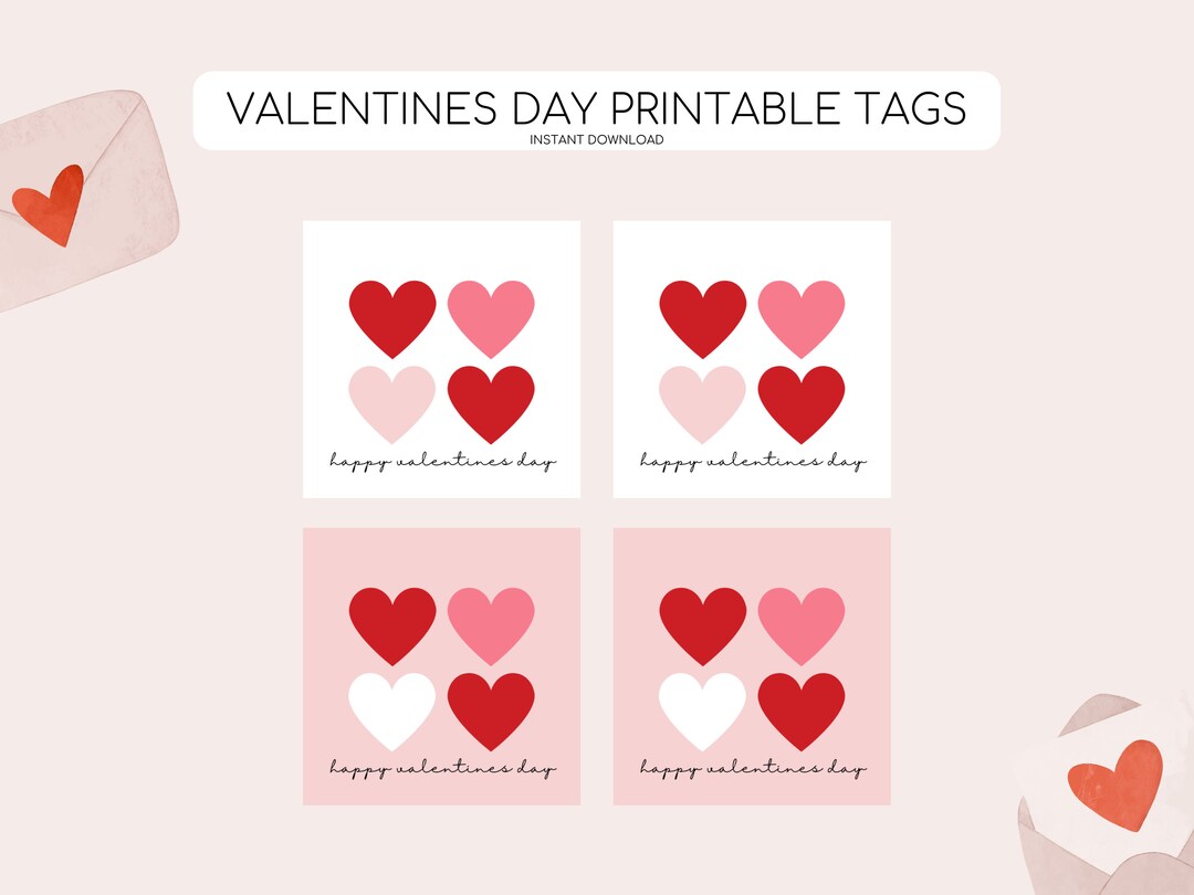 Printable Heart Valentine's Day Tag, XOXO Valentines Day Tag, Valentine ...