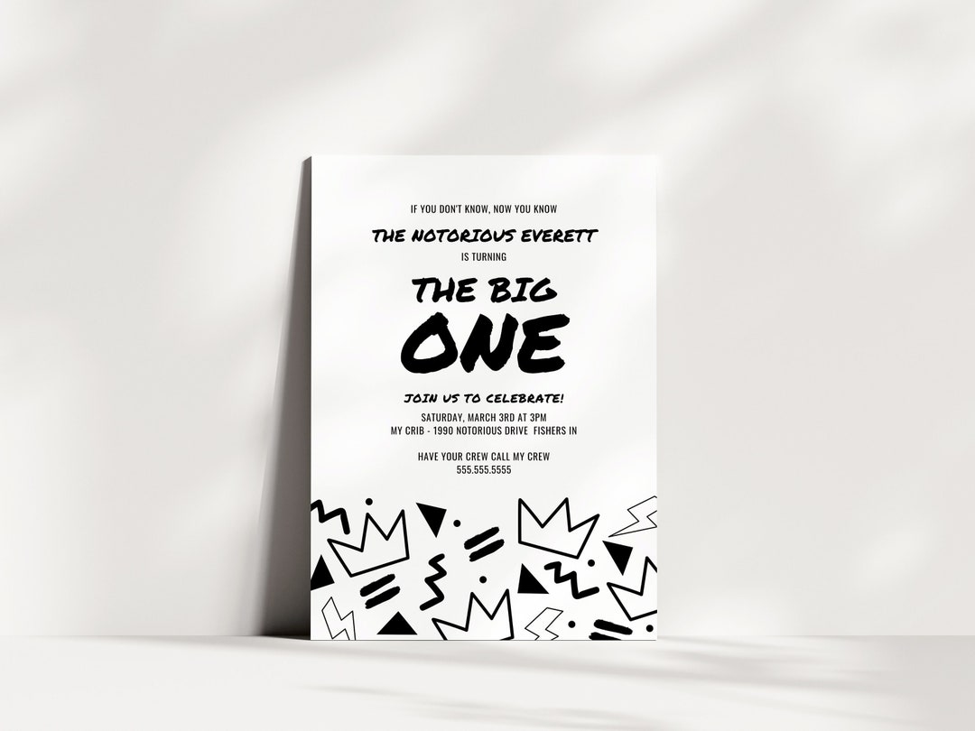 The Big One Birthday Invitation, Notorious One Party Invite, First ...
