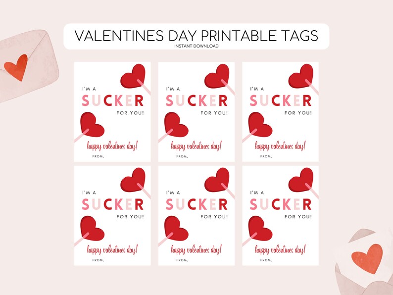 Printable Valentine's Day Sucker Card, Valentines Day Sucker Tag ...