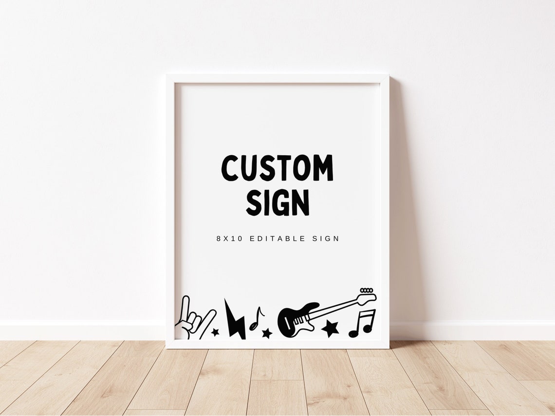 Rock and Roll Editable Sign Rock N Roll Party Decor Rocker - Etsy