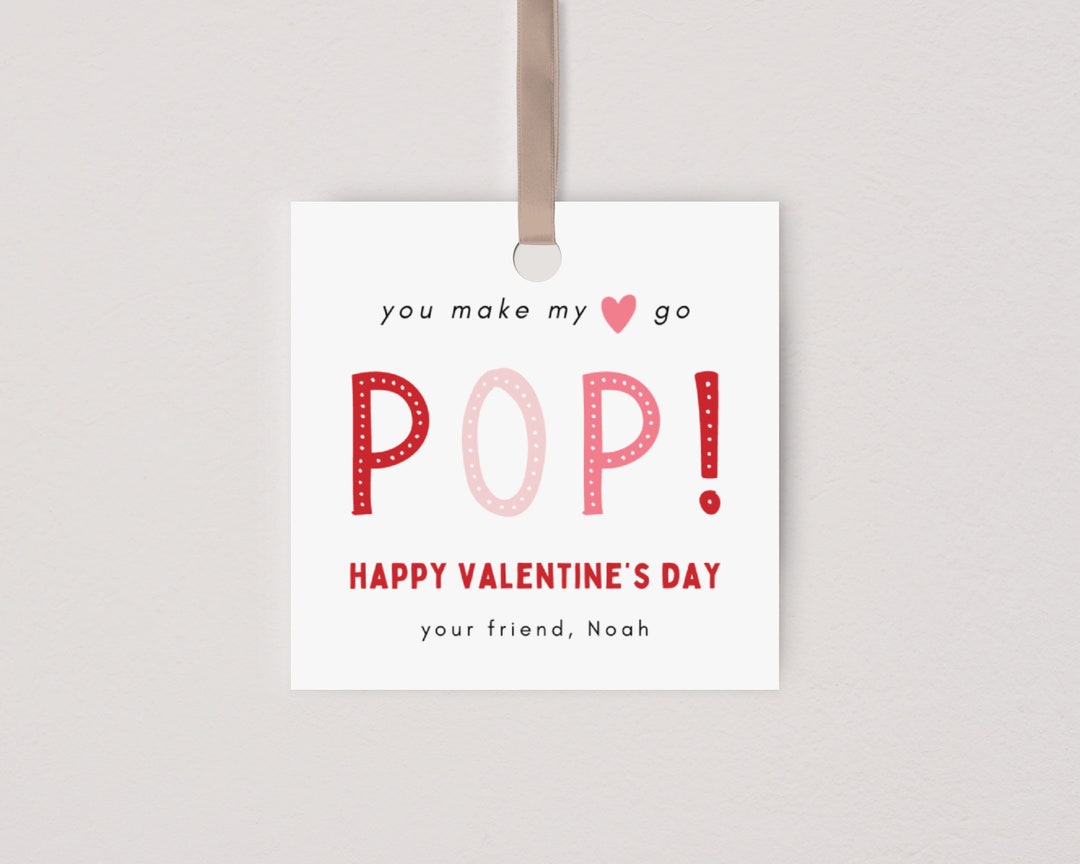 Pop It Valentine's Day Cards, Poppin Valentines Day Tag, Valentine Gift ...