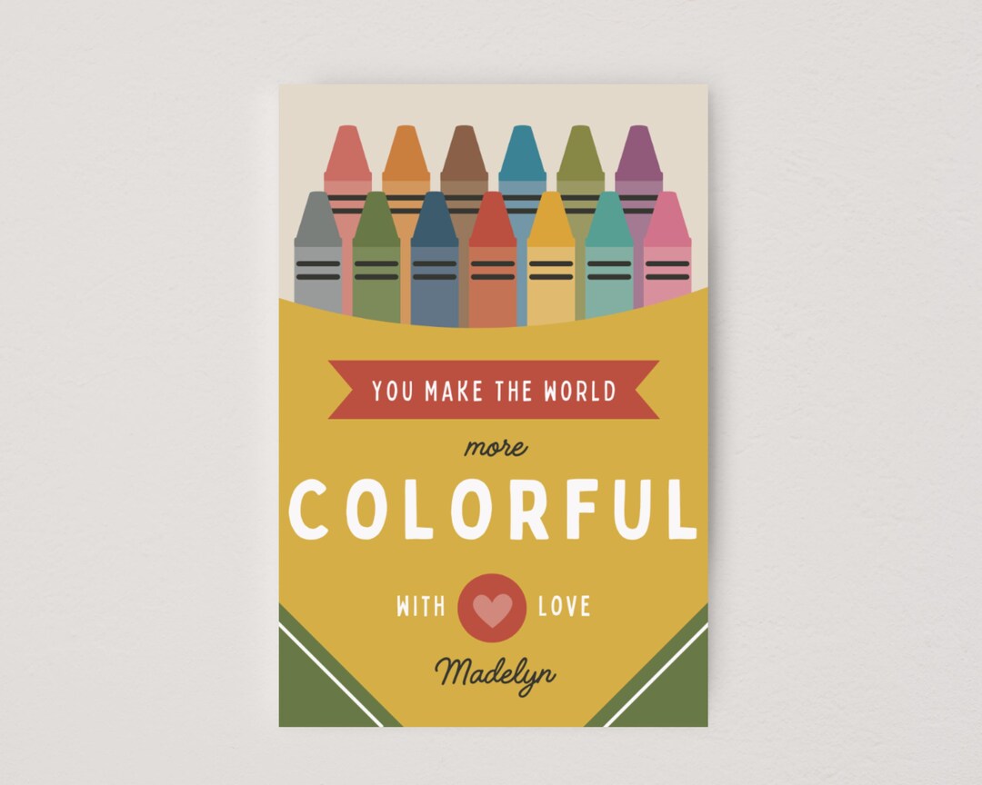 Crayon Valentines Day Cards, Printable Color Valentines Day Tags ...