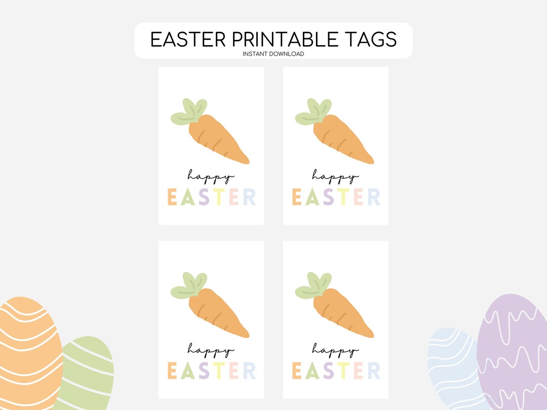 Printable Easter Tag, Easter Carrot Tag, Easter Bunny Gift Label ...