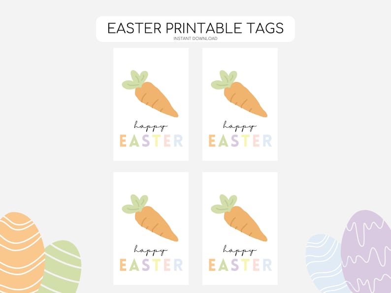 Printable Easter Tag Easter Carrot Tag Easter Bunny Gift - Etsy