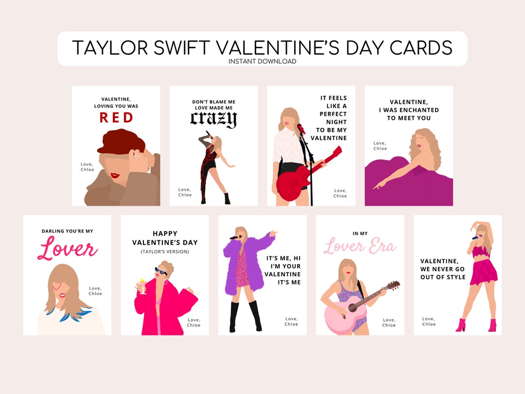 The Eras Tour Valentine's Day Cards, Swiftie Valentines Day Tag, Taylor ...