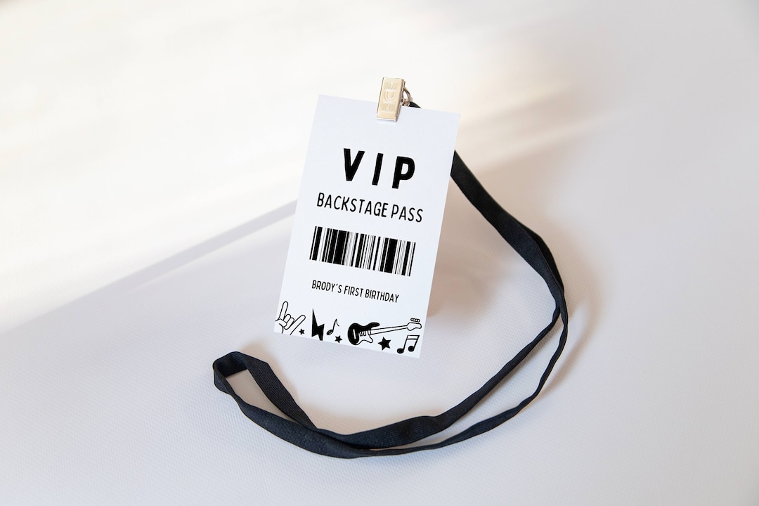 Rock and Roll VIP Backstage Pass, Rock N Roll Party All Access Pass ...