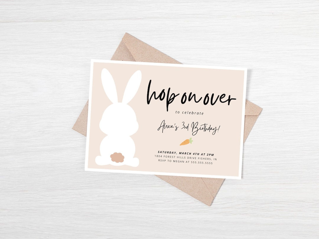 Bunny Birthday Invitation, Some Bunny Birthday Invite, Bunny Hop on ...