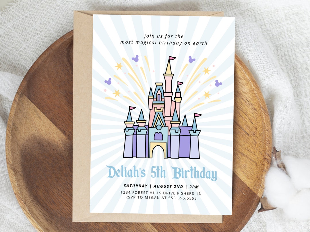 Vintage Disney Birthday Invitation, Vintage Theme Park Birthday Invite ...
