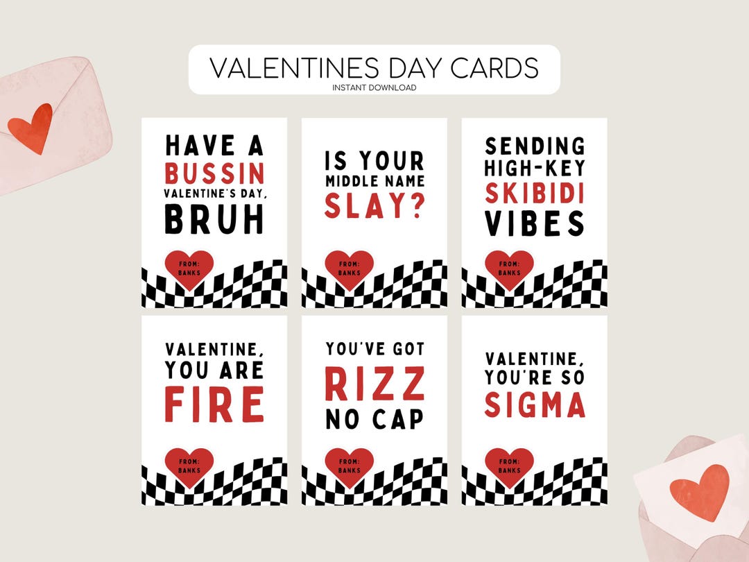Slang Kids Valentine's Day Cards, Funny Printable Classroom Valentine ...