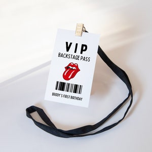 Rock and Roll VIP Backstage Pass, Rock N Roll Party All Access Pass ...