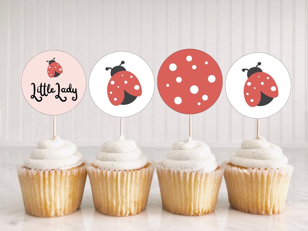 Ladybug Cupcake Toppers Lady Bug Decorations, Little Lady Birthday ...