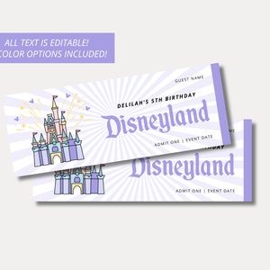 Vintage Disney Birthday Tickets, Vintage Theme Park Birthday Admit One ...